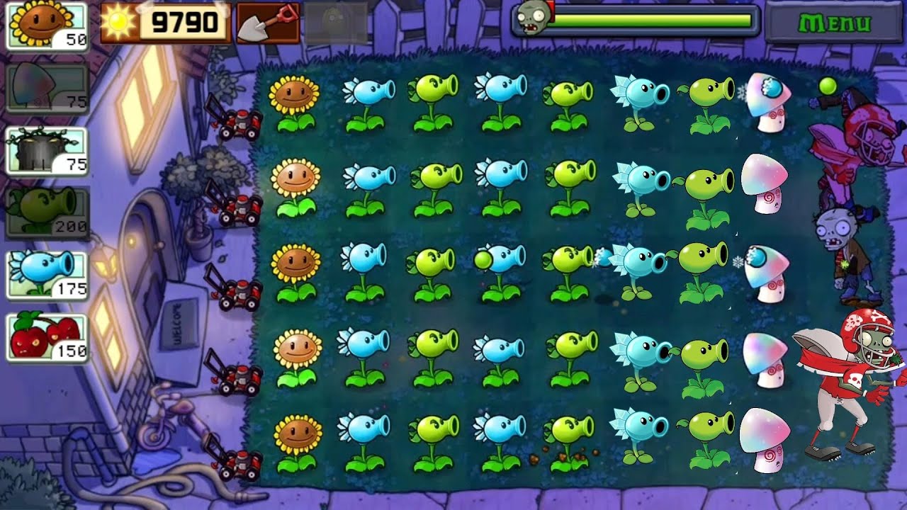 Plants Vs Zombies 15 Snow Pea 15 Repeater Vs Zombies - YouTube