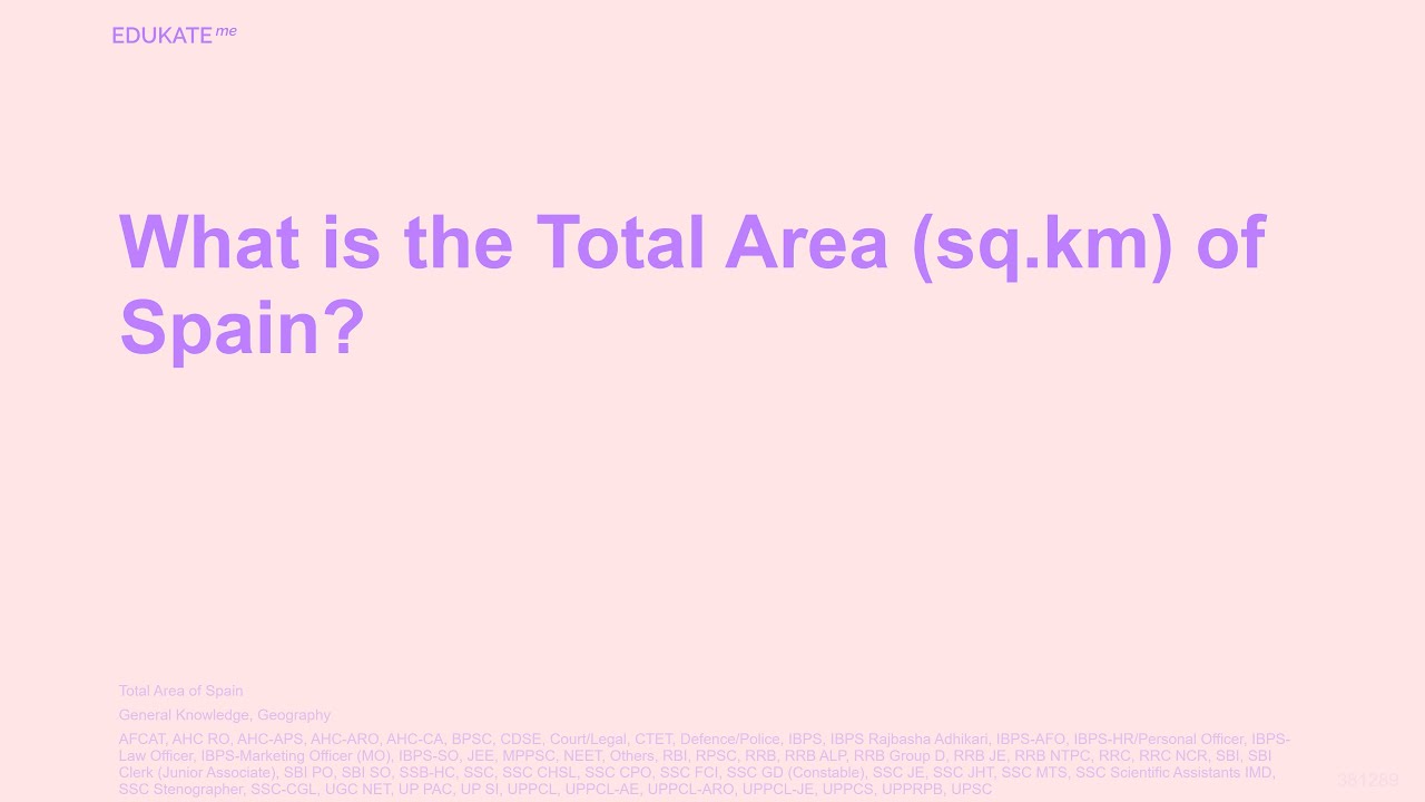 What is the Total Area (sq.km) of Spain? - YouTube