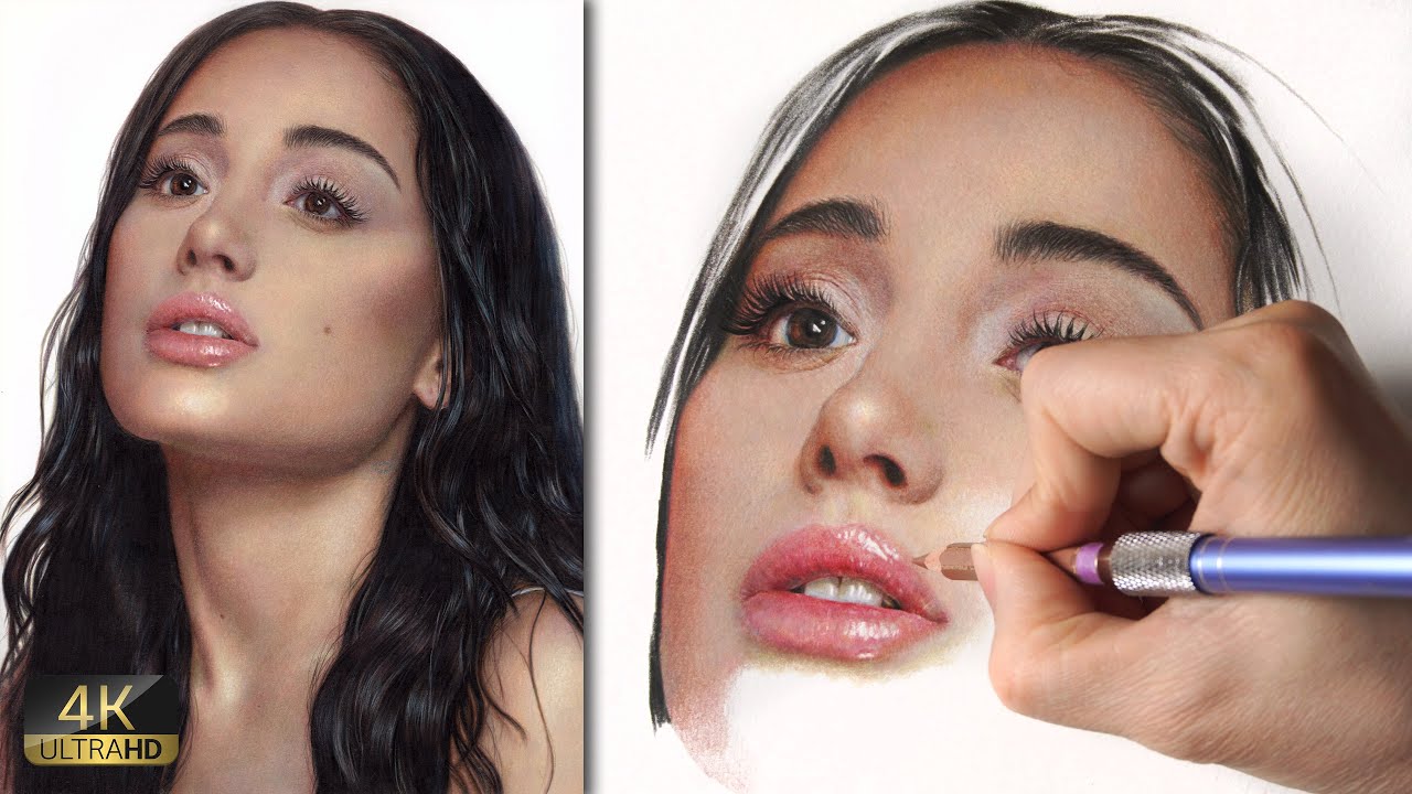 Real Time Drawing Ariana Grande in Colored Pencil || Part 2 - YouTube