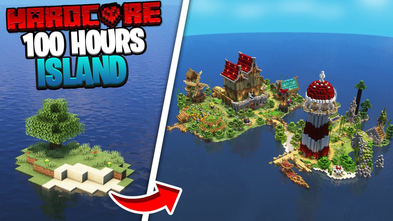 I Survived 100 HOURS on a DESERTED ISLAND in Minecraft - YouTube