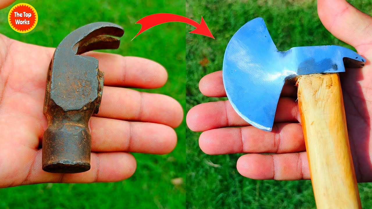 Antique Rusty Claw Hammer turned into a Magnificent Axe | Blacksmithing ...