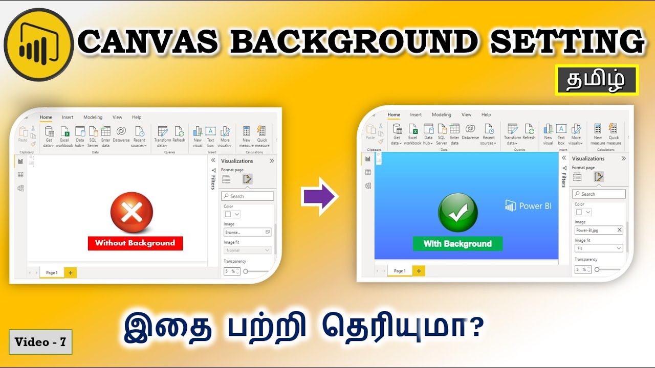 Power BI #7 - Page & Background Settings | How to design and change the ...