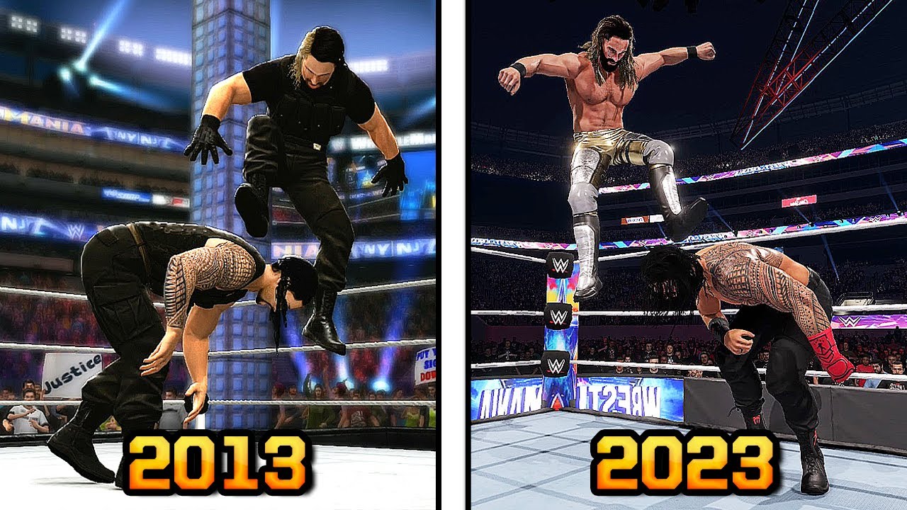 The Evolution Of Seth Rollins Curb Stomp in WWE Games! - WWE 2K23 - YouTube