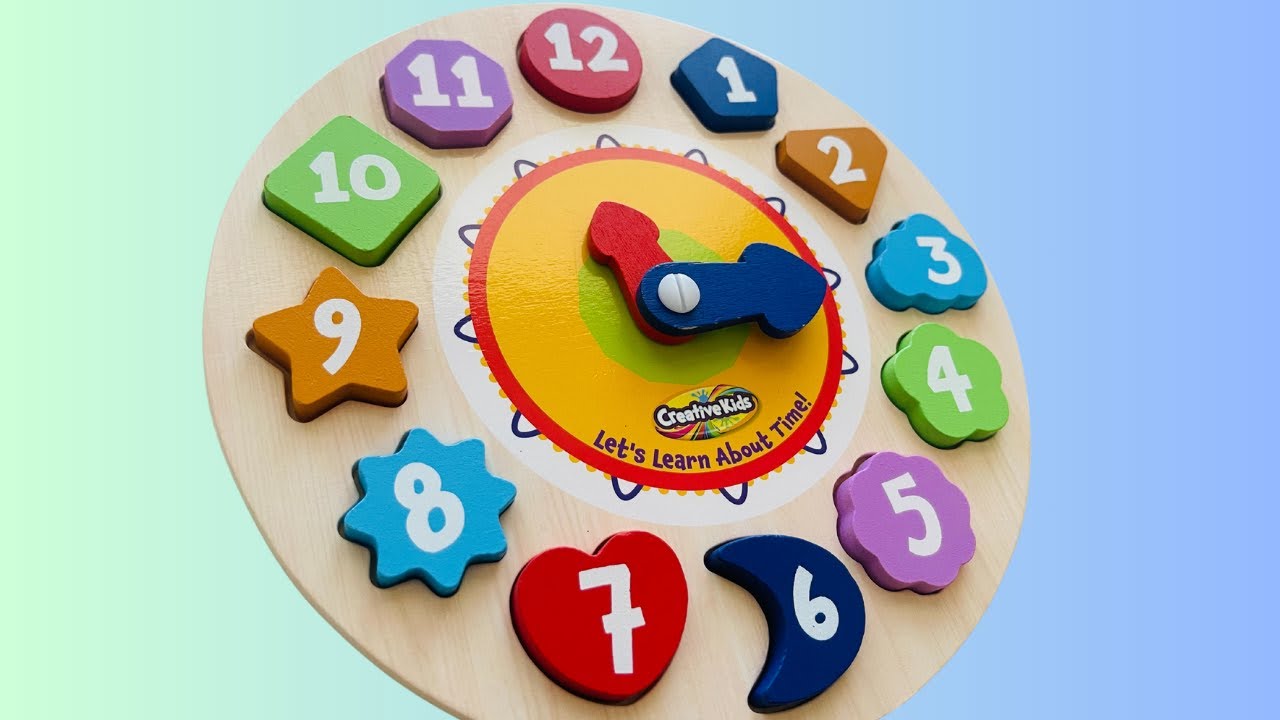 Master 1-12 Numbers Colors and Shapes with Wooden Shape Sorting Clock ...