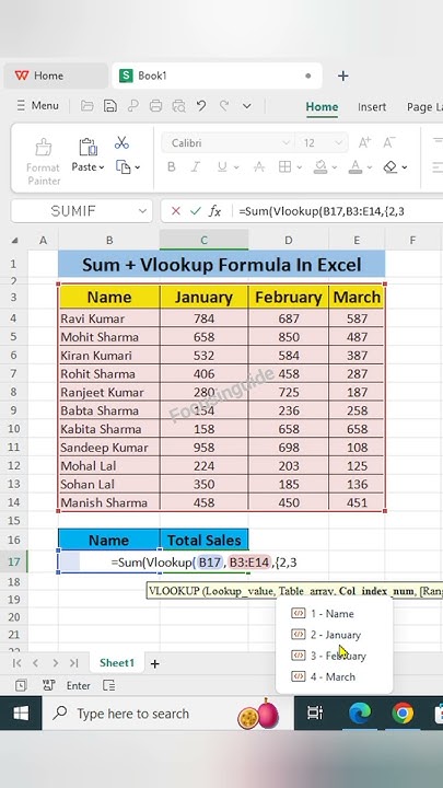 Sum Vlookup Formula In Excel For Fresher Tips And Tricks Focusinguide