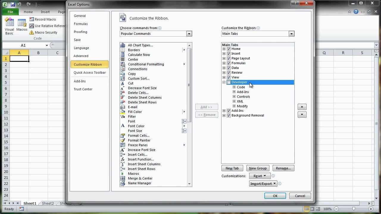 HOWTO: Enable Developer Toolbar in Microsoft Excel - YouTube