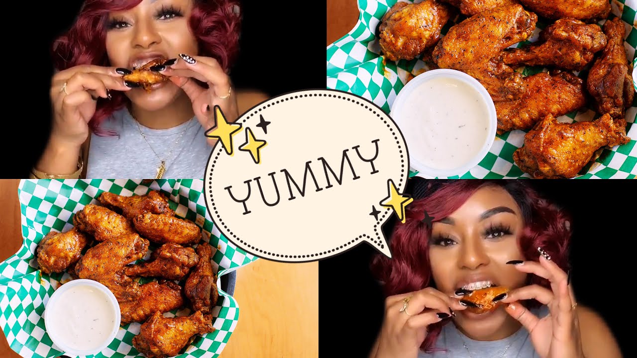 SMACKING EATING MY FIRST CHICKEN MUKBANG - YouTube