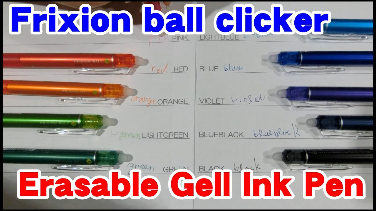 #37 Tutorial: Frixion knock erasable pen set of 10 colors 0.5mm review ...