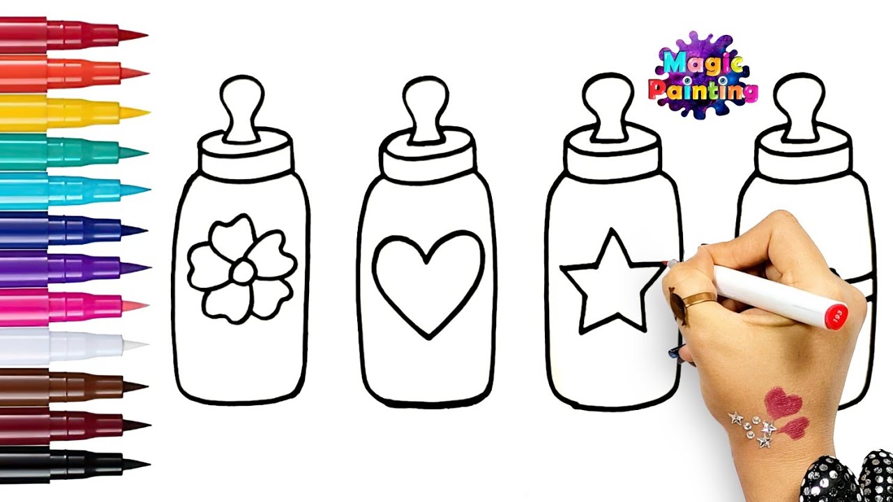 How To Draw Baby Bottles 🍼💖 👶| Fun And Easy Tutorial For Kids And ...