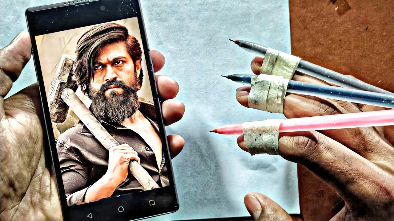 KGF 2 Yash Drawing | Scribble Art , Rocking Star Yash Drawing - YouTube