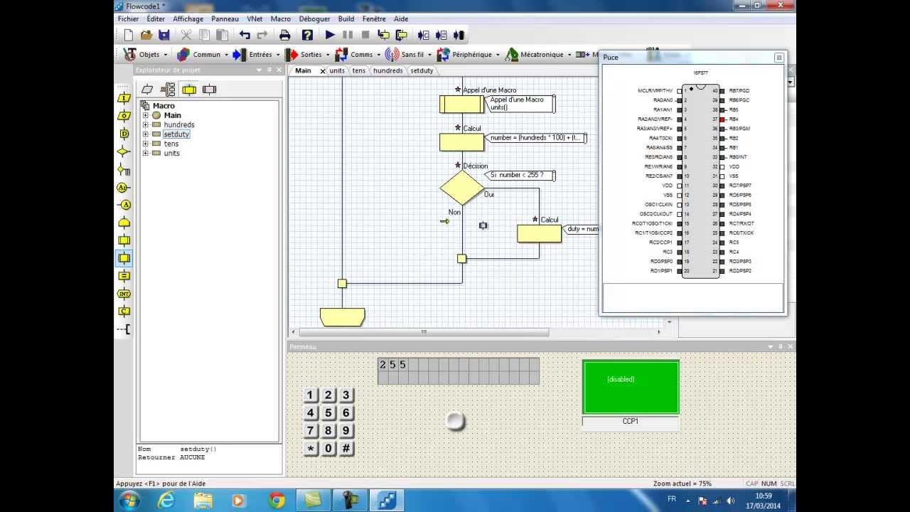 Flowcode PWM Control by KeyPad - YouTube