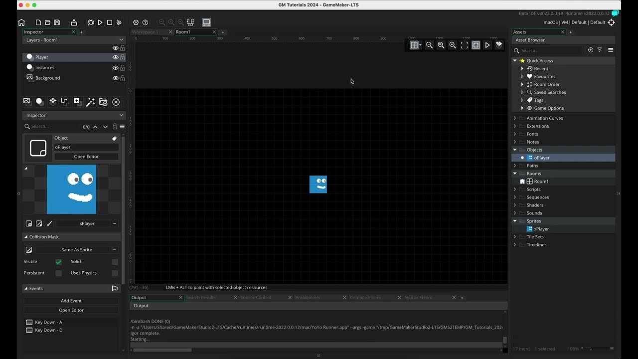 GameMaker Tutorials - Get a player to move using WASD keys - Drag and Drop / Visual GML DND ...