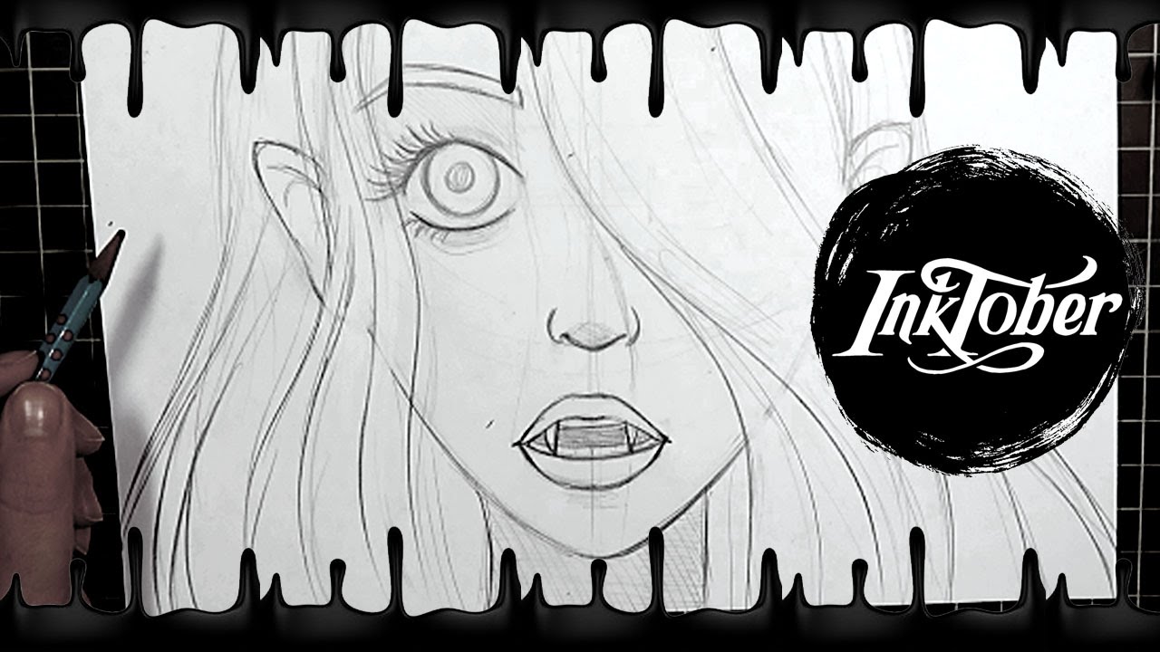Sketching and Inking Vampire Girl - Vanessa - YouTube
