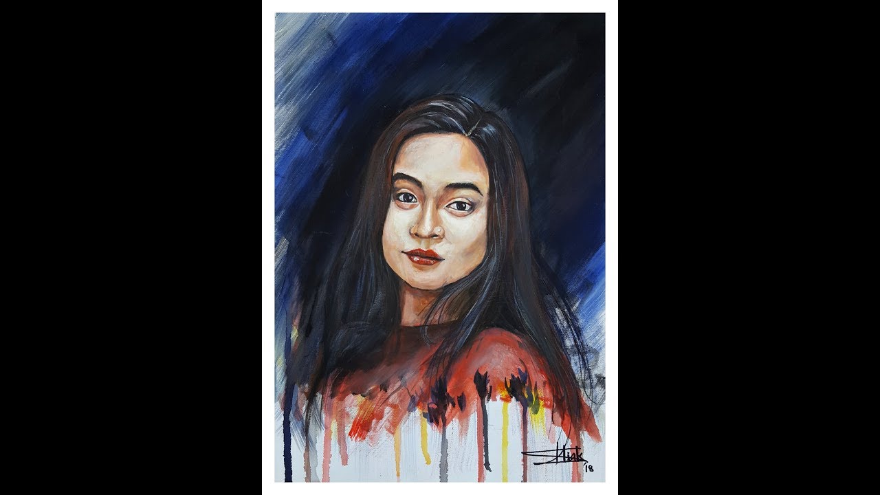 How to draw realistic Portrait with Acrylic paint | Acrylic Painting ...
