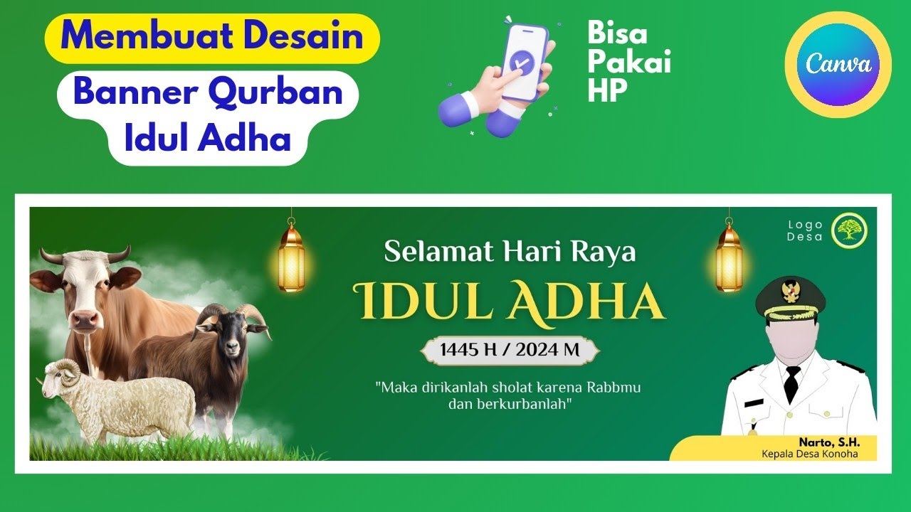 Cara membuat desain banner selamat Idul Adha 2024 di canva - YouTube