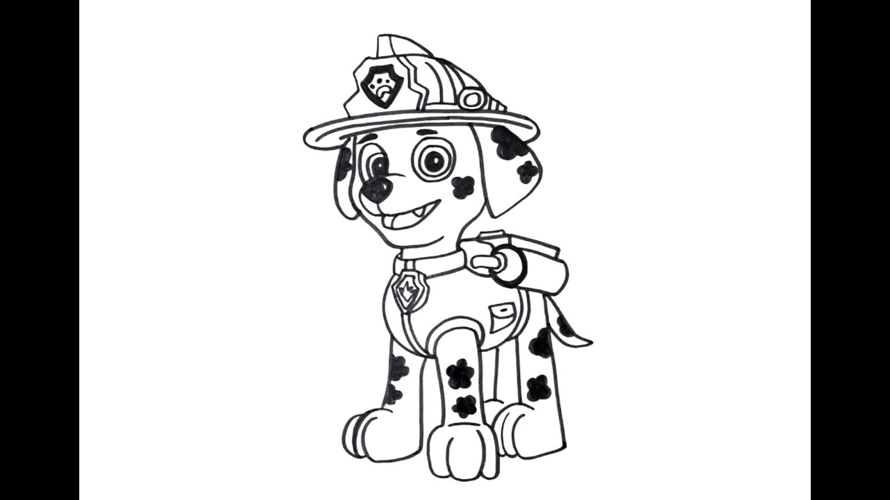 How to Draw and Color Marshal from PAW Patrol for Kids - Drawing ...