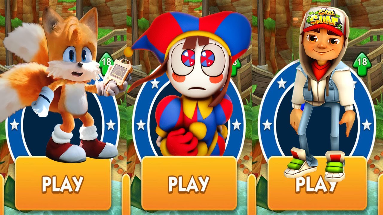 Movie Tails vs Pomni The Amazing Digital Circus vs Jake Subway Surfers ...