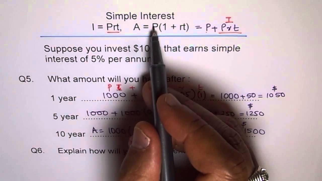Simple Interest Investment Growth Q5 and Q6 - YouTube