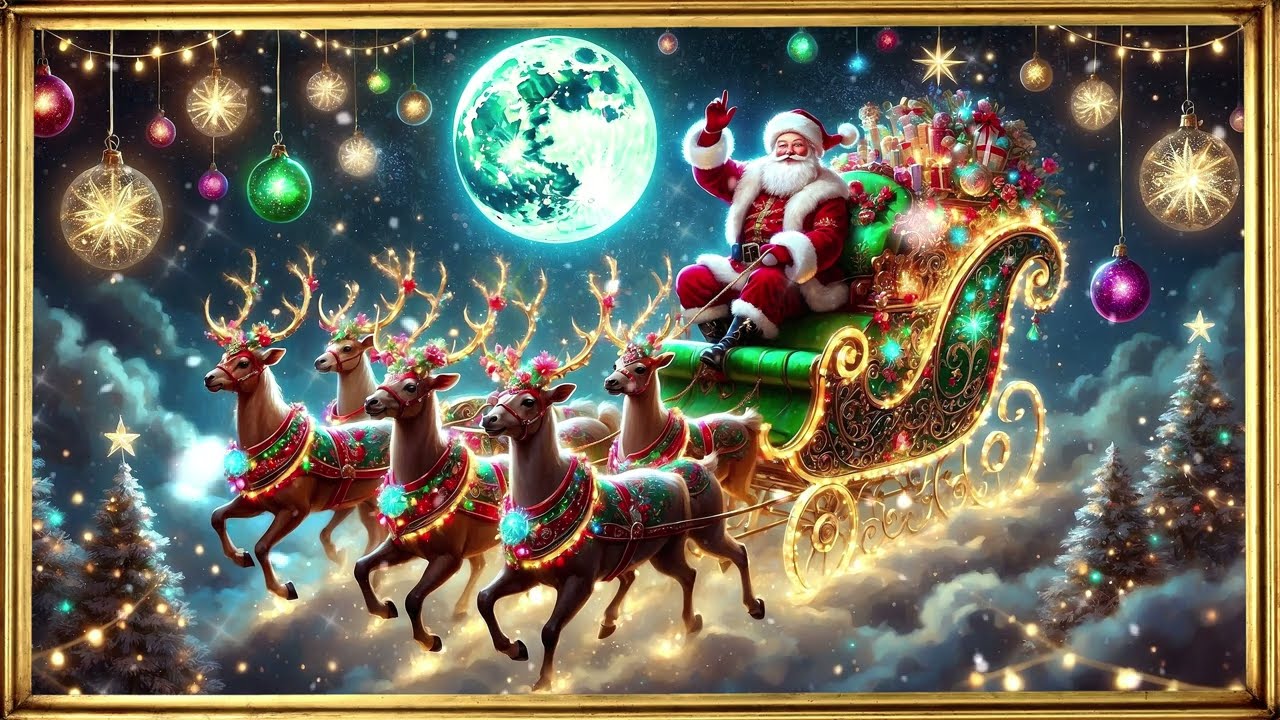 Santa Claus’s Magical Sleigh Ride | 4K Christmas Eve Art with Holiday ...