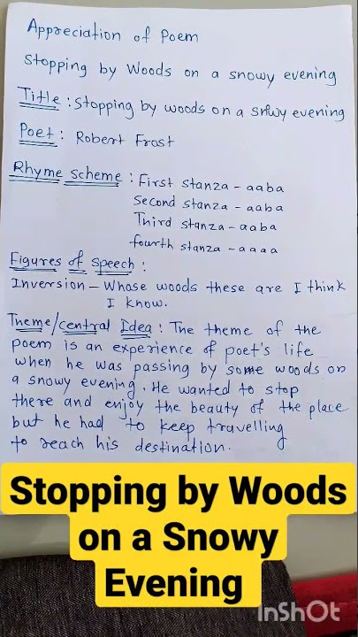Critical Analysis Of Poem Stopping By Woods On A Snowy Evening ...