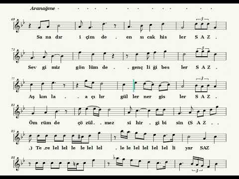 Kanımda Kıvılcım Canımda  Ateş - Nota Eşliğinde Karaoke (Ahenk: Kız Neyi - 4  Ses - A)