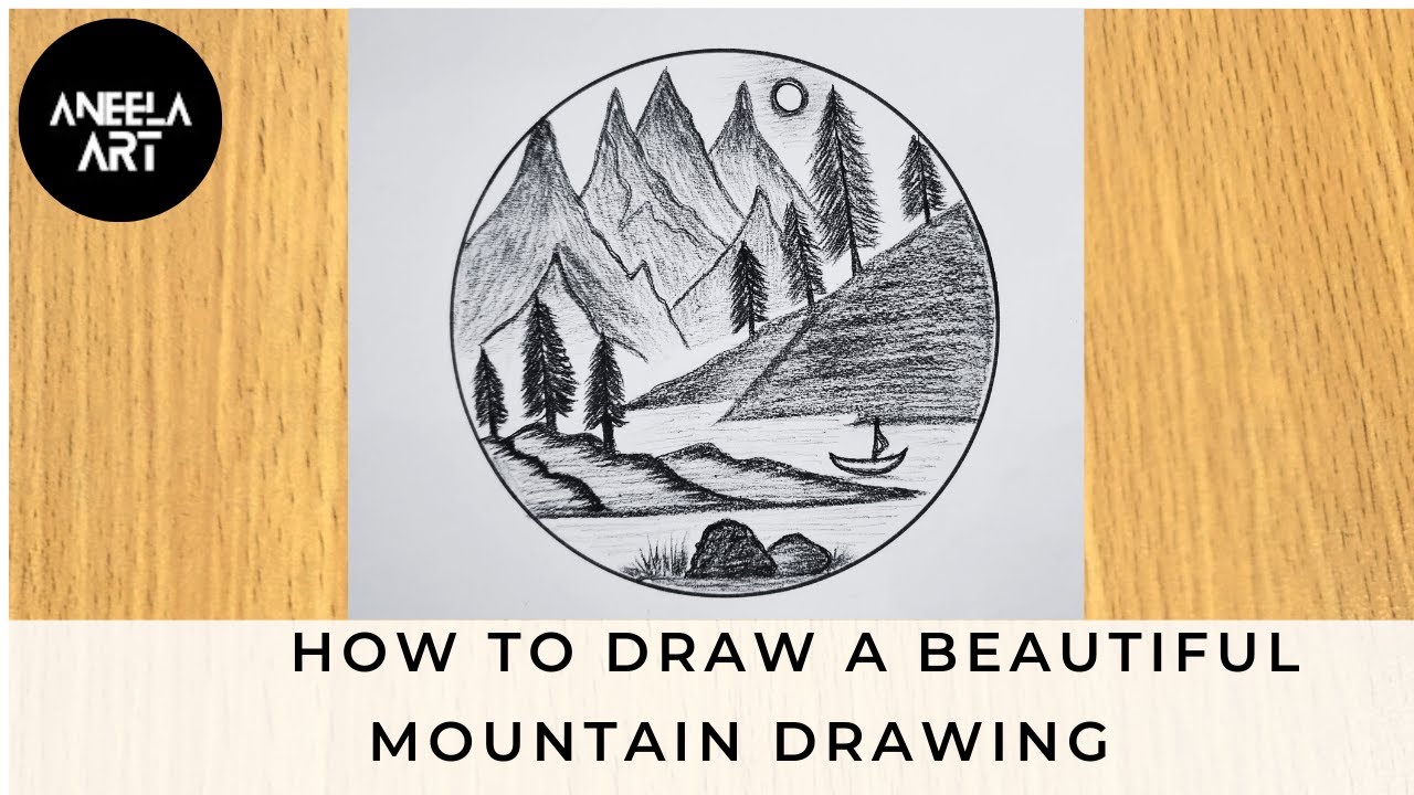 How to draw a beautiful mountain drawing| Circle drawing for beginners ...