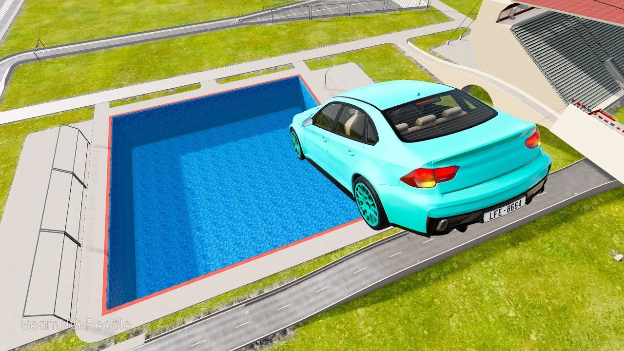 High Speed Cars Jumping In Pools - BeamNG.Drive | BeamNG People - YouTube