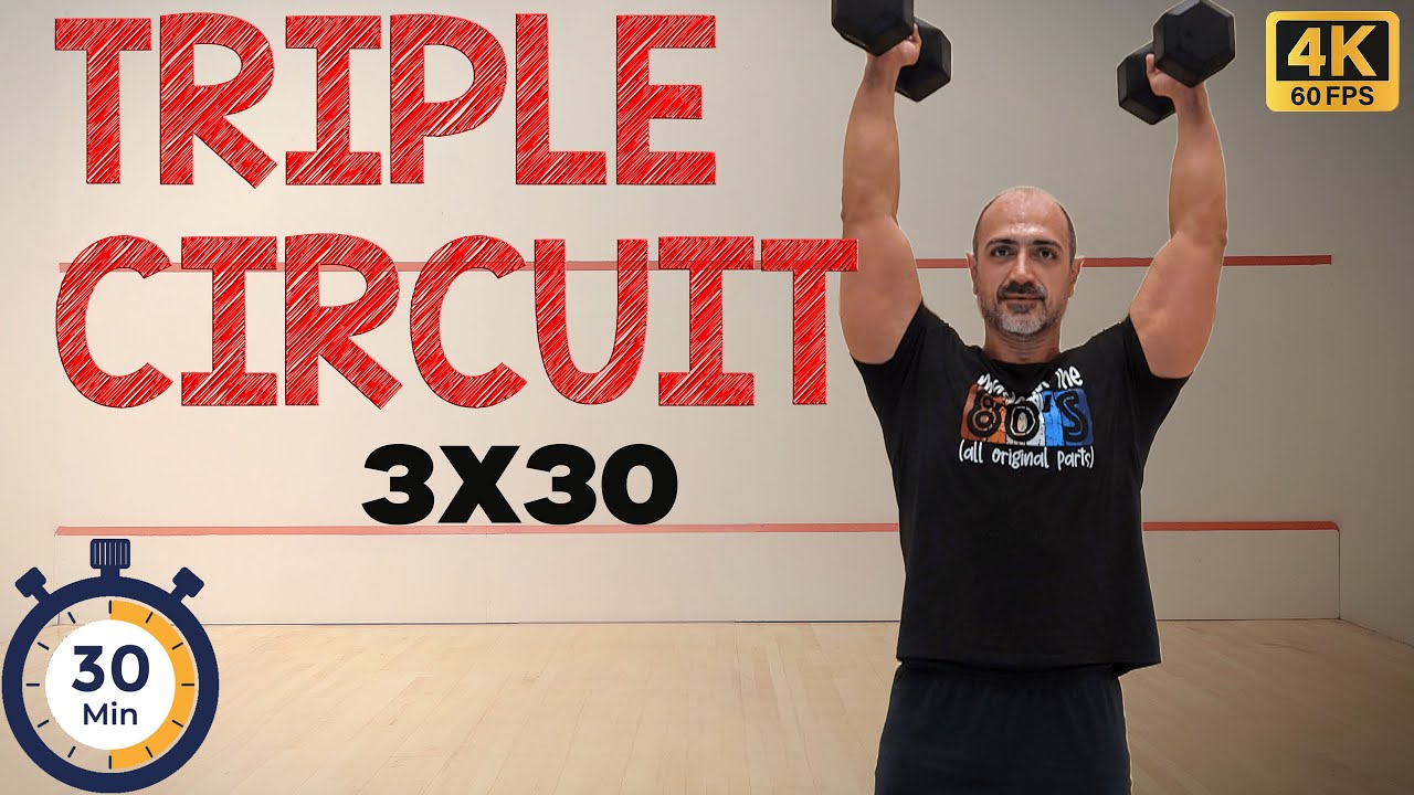 30 Min // Triple Circuit // Dumbbell Workout // @onaydodanli - YouTube