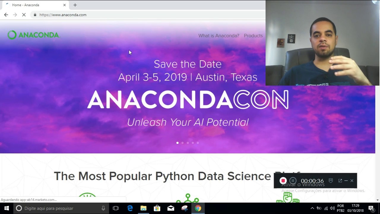 Instalando o Anaconda no Windows 10 - YouTube