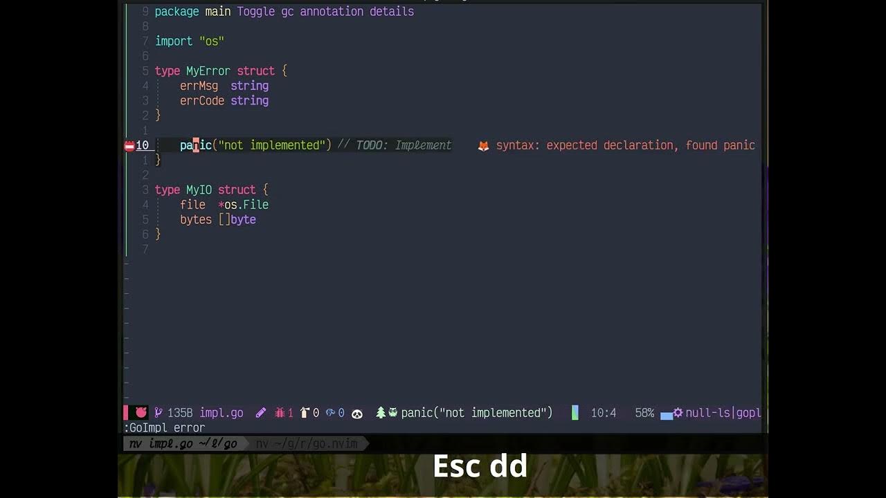 go.nvim command GoImpl: generate go interface stub implementation with GoImpl and Treesitter ...