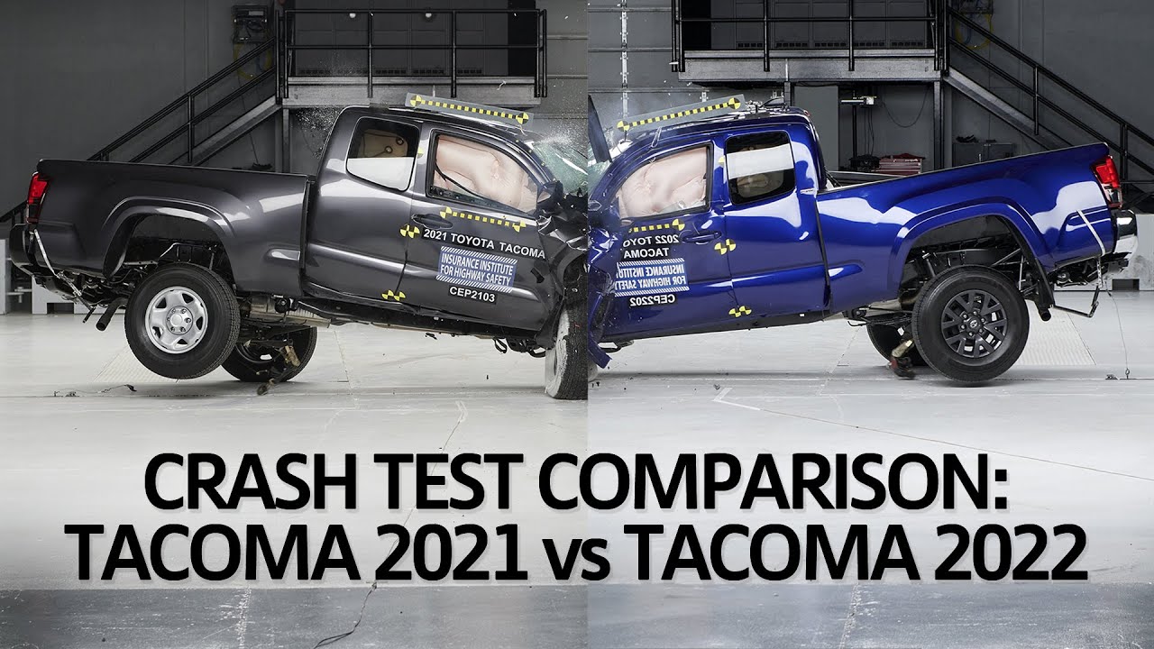 CRASH TEST COMPARISON: Toyota Tacoma 2022 vs Toyota Tacoma 2021 - YouTube