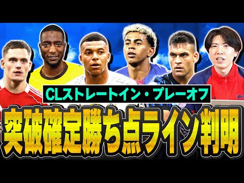 25-26CLリーグフェーズでストレートインに必要な勝ち点＆どのクラブが突破できるかの予想を発表します
