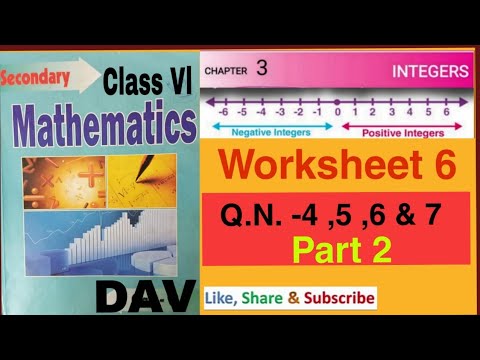 DAV Class 6 Maths chapter 3 Worksheet 6 @skyeasymath873 - YouTube
