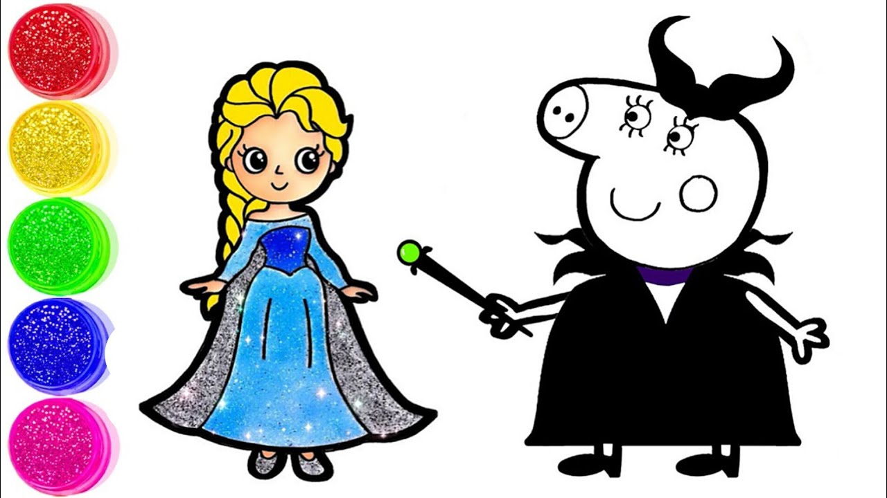 How To Draw Peepa Pig - Peepa Pig Magic With Elsa Frozen Drawing very ...