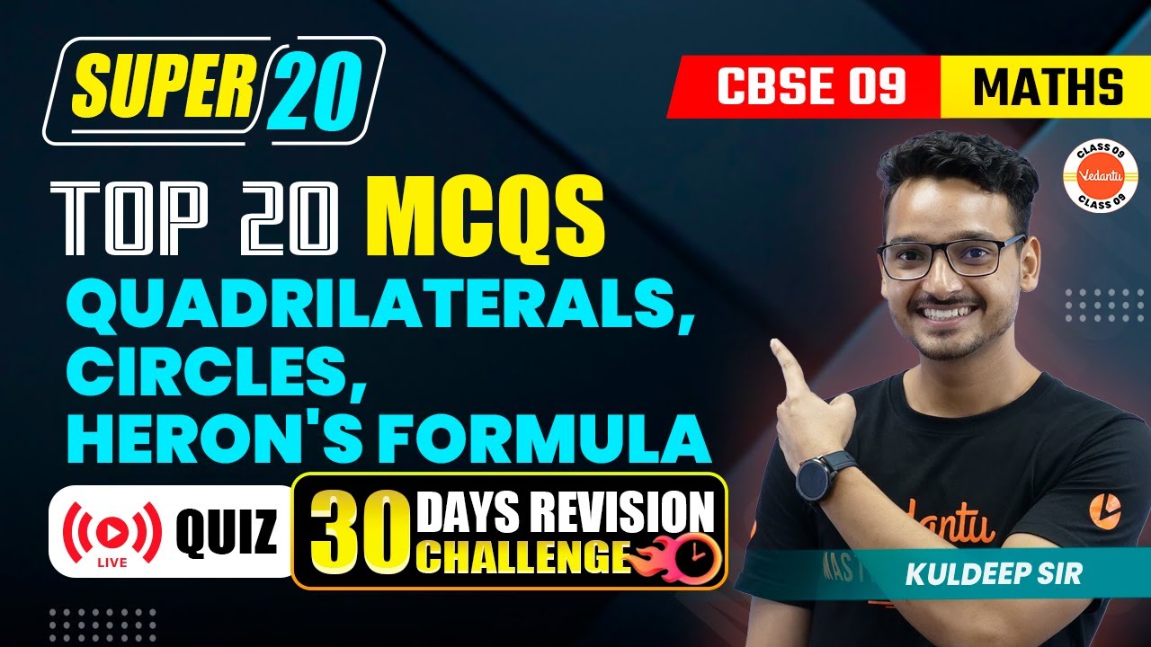 Top 20 MCQs from Quadrilaterals, Circles, Heron's Formula | Class 9 ...