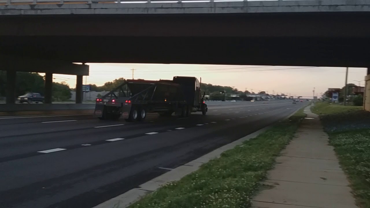 Freightliner Classic XL bottom dump with train 🚆 horns - YouTube