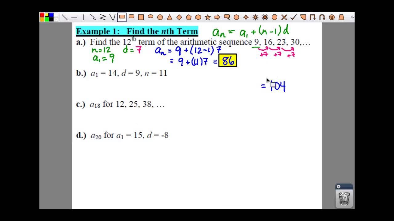 Algebra 2: 10.2 Notes: Example 1 - Find the nth Term - YouTube