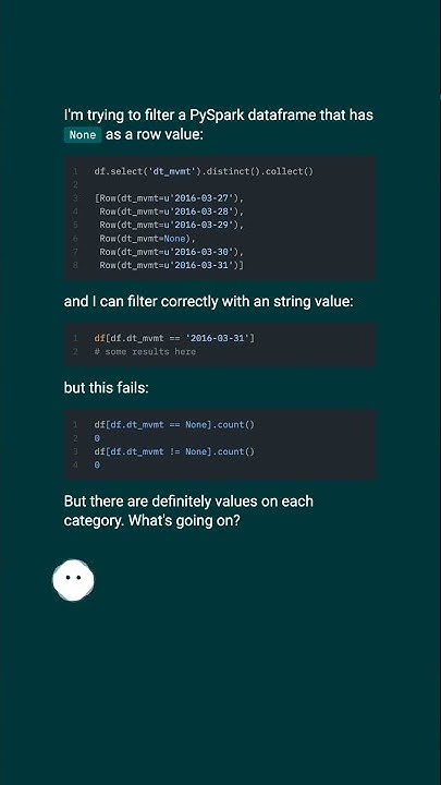 Filter Pyspark Dataframe Column With None Value Shorts Youtube 