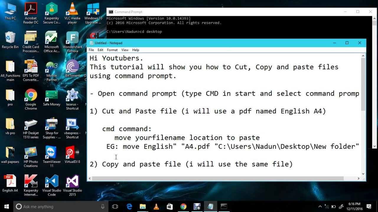 How to cut, copy and paste using CMD - YouTube