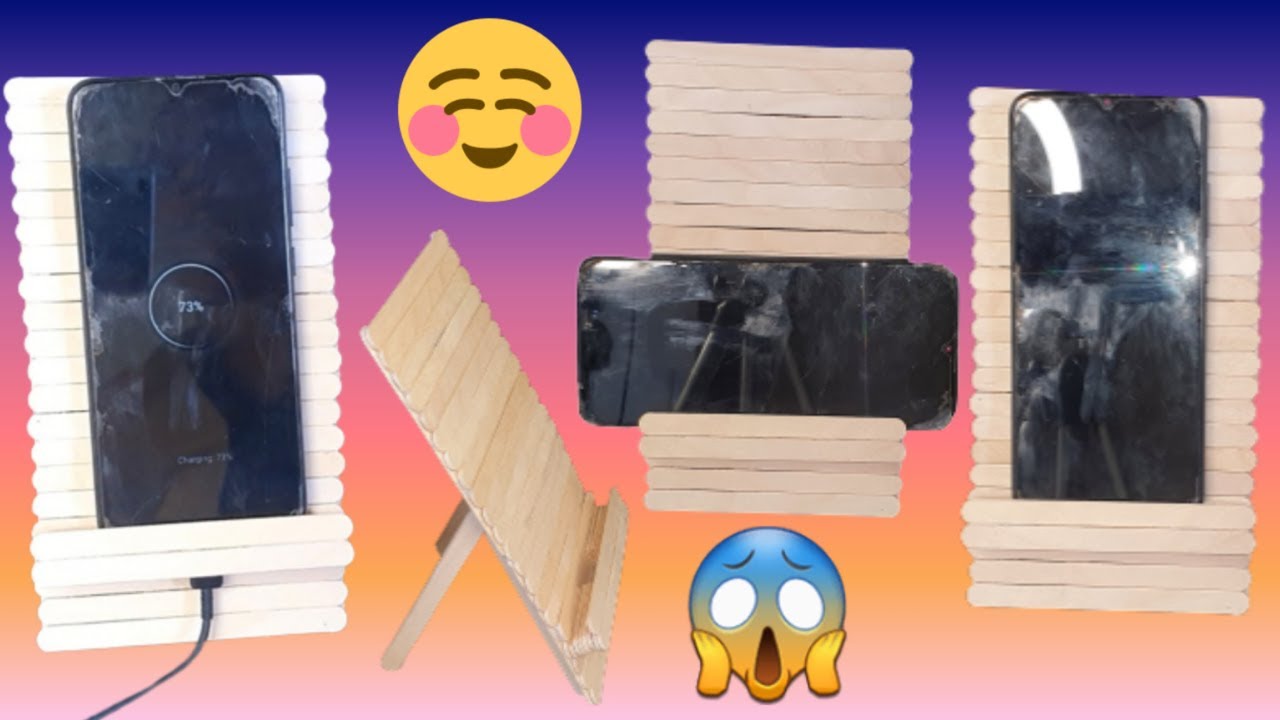 Popsicle Stick Phone Stand | Popsicle crafts easy - YouTube