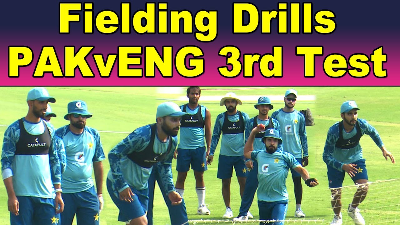 Pakistani players focused on their fielding before the 3rd test against ...