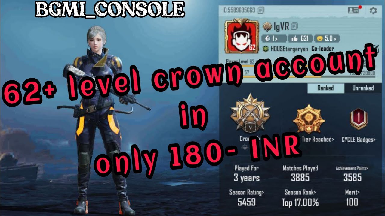 62+ LEVEL BEST BGMI ACCOUNT IN BUDGET CROWN ACCOUNT #bgmiindia # ...
