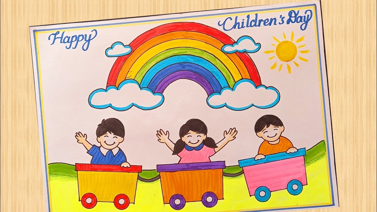 Children's Day Drawing/ How To Draw Children's Day Poster Drawing ...
