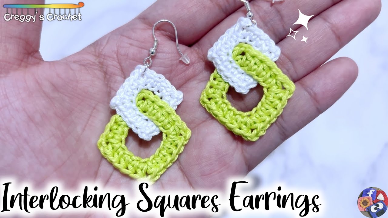 CROCHET “Interlocking Squares” Earrings | Tutorial - YouTube