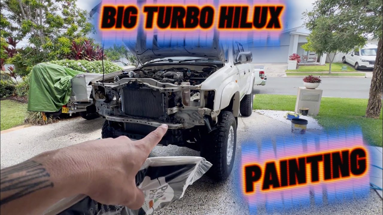 PAINTING THE FRONT END OF THE BIG TURBO HILUX FOR RUST PROTECTION & A ...