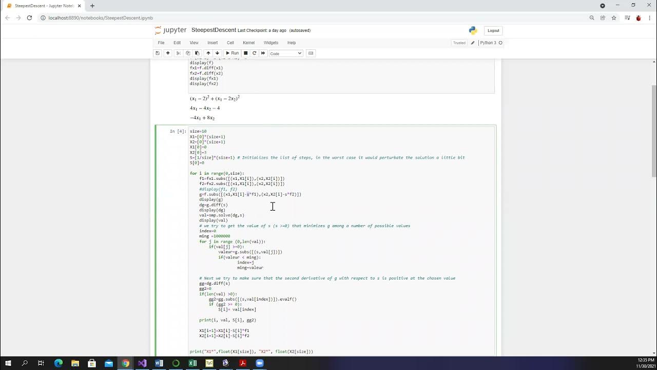 How To Implement the Steepest Descent Method in Python. MATH405: Learning from Data. - YouTube