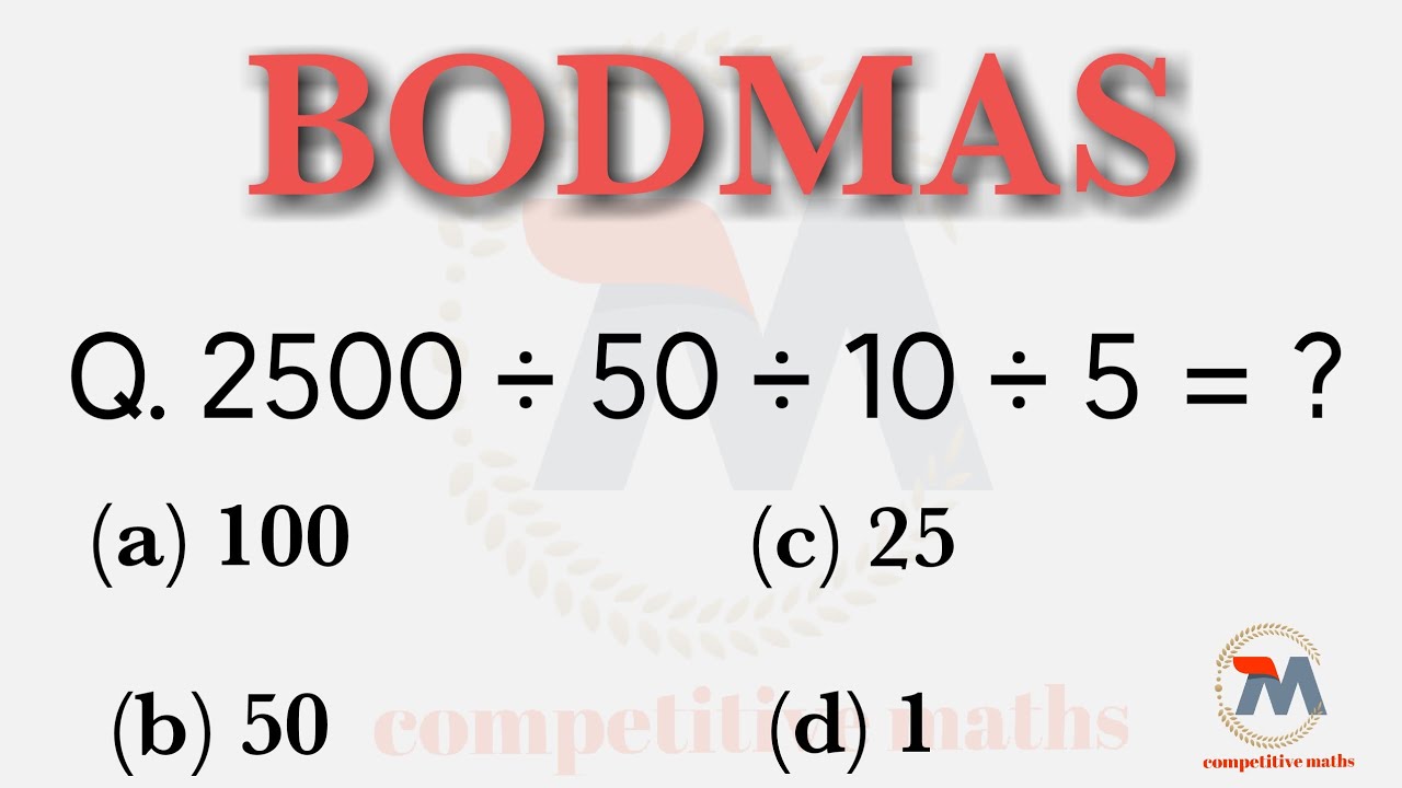 Important Questions of BODMAS for SSC-GD - YouTube