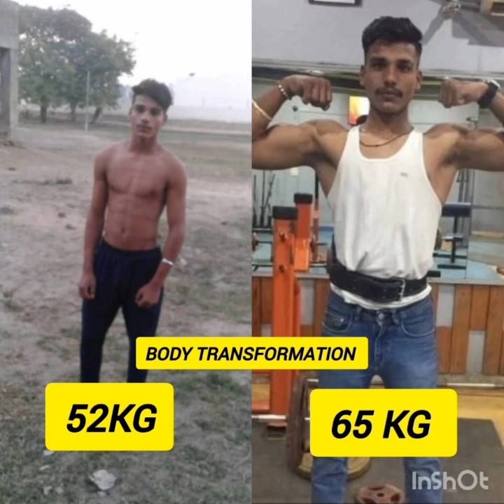 2 Months 52kg to 65kg body transformation 💪 #youtubeshorts #shorts # ...