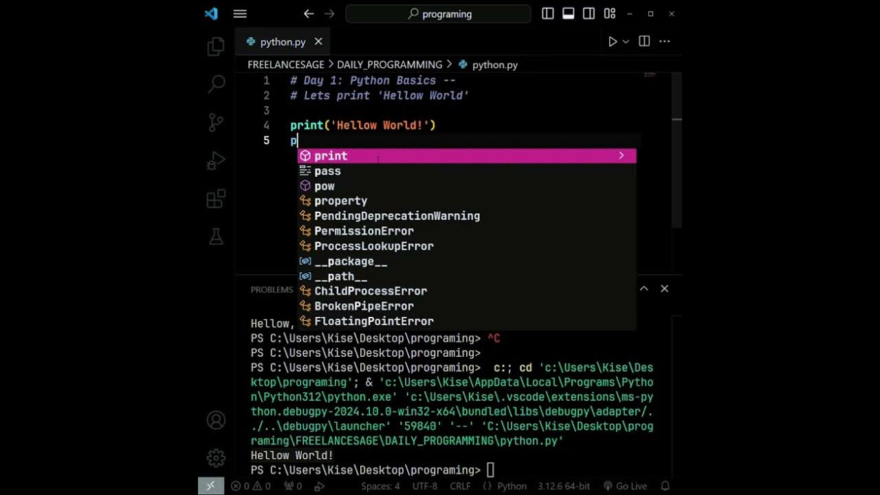 Day 1 Python Basics Youtube