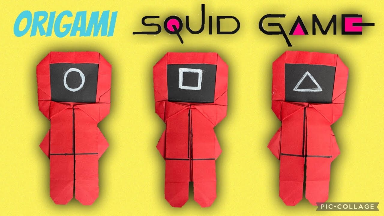 ORIGAMI SQUID GAME GUARD/ DIY paper crafts for kids ⏺⏹🔼اوريقامي حارس ...